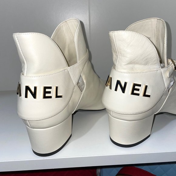CHANEL | Shoes | Chanel Crowns Short Buckle Logo Boot 45mm | Poshmark